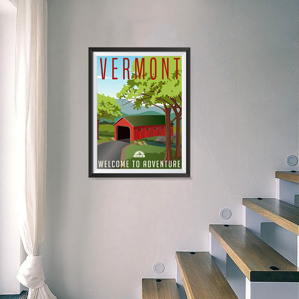 VERMONT Retro Travel Poster - EzPosterPrints.com