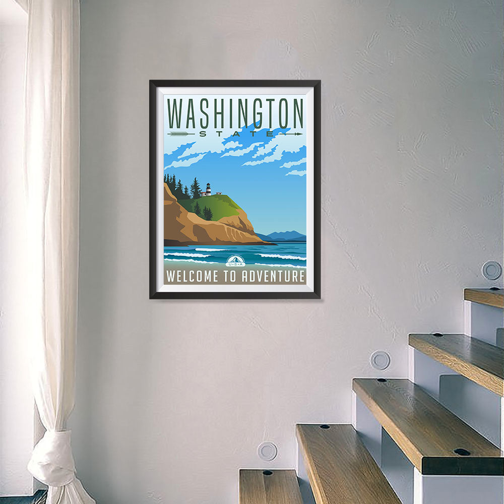 WASHINGTON Retro Travel Poster - EzPosterPrints.com