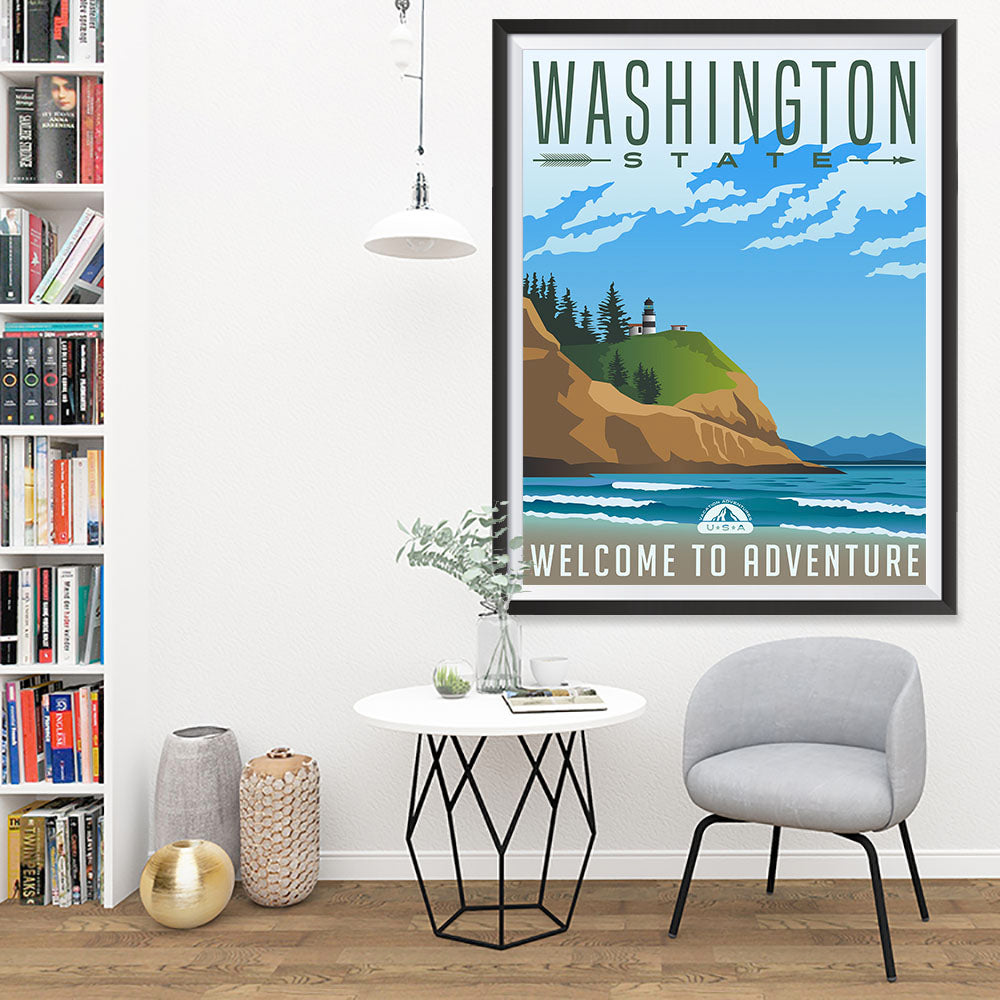 WASHINGTON Retro Travel Poster - EzPosterPrints.com