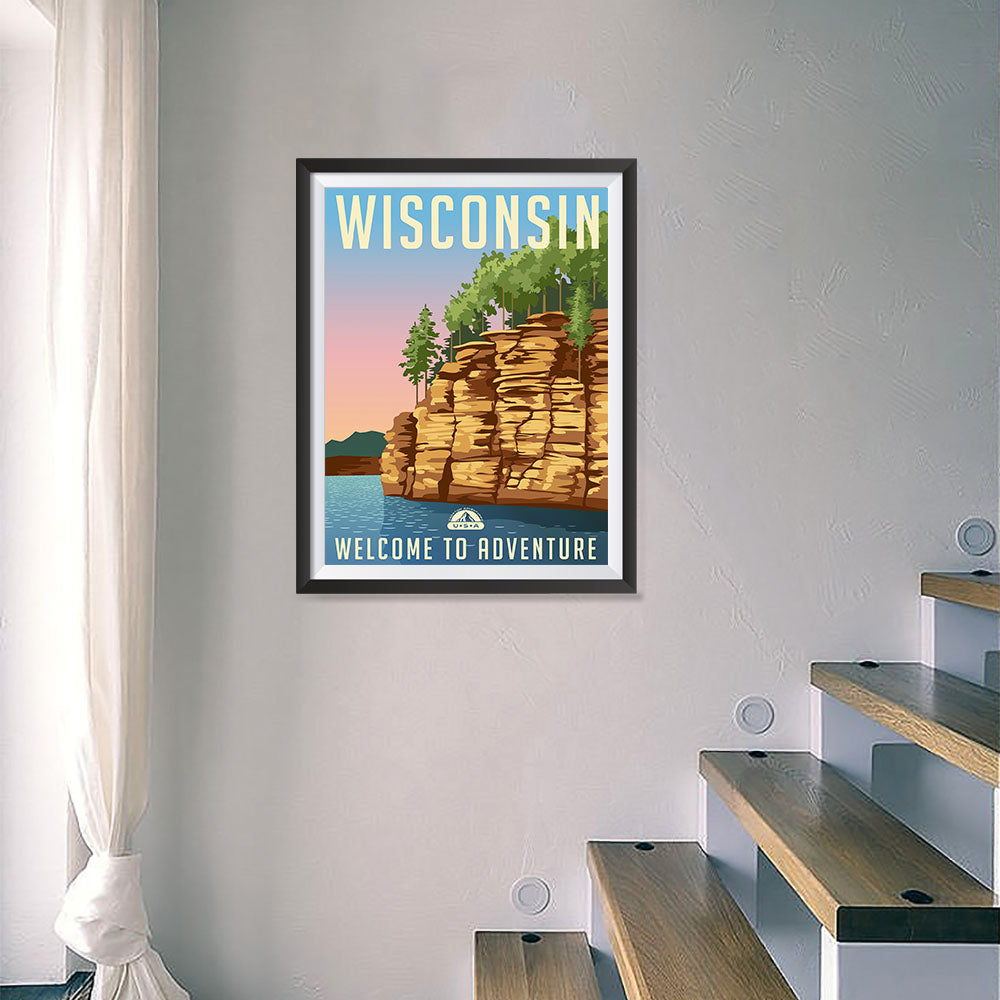 WISCONSIN Retro Travel Poster - EzPosterPrints.com