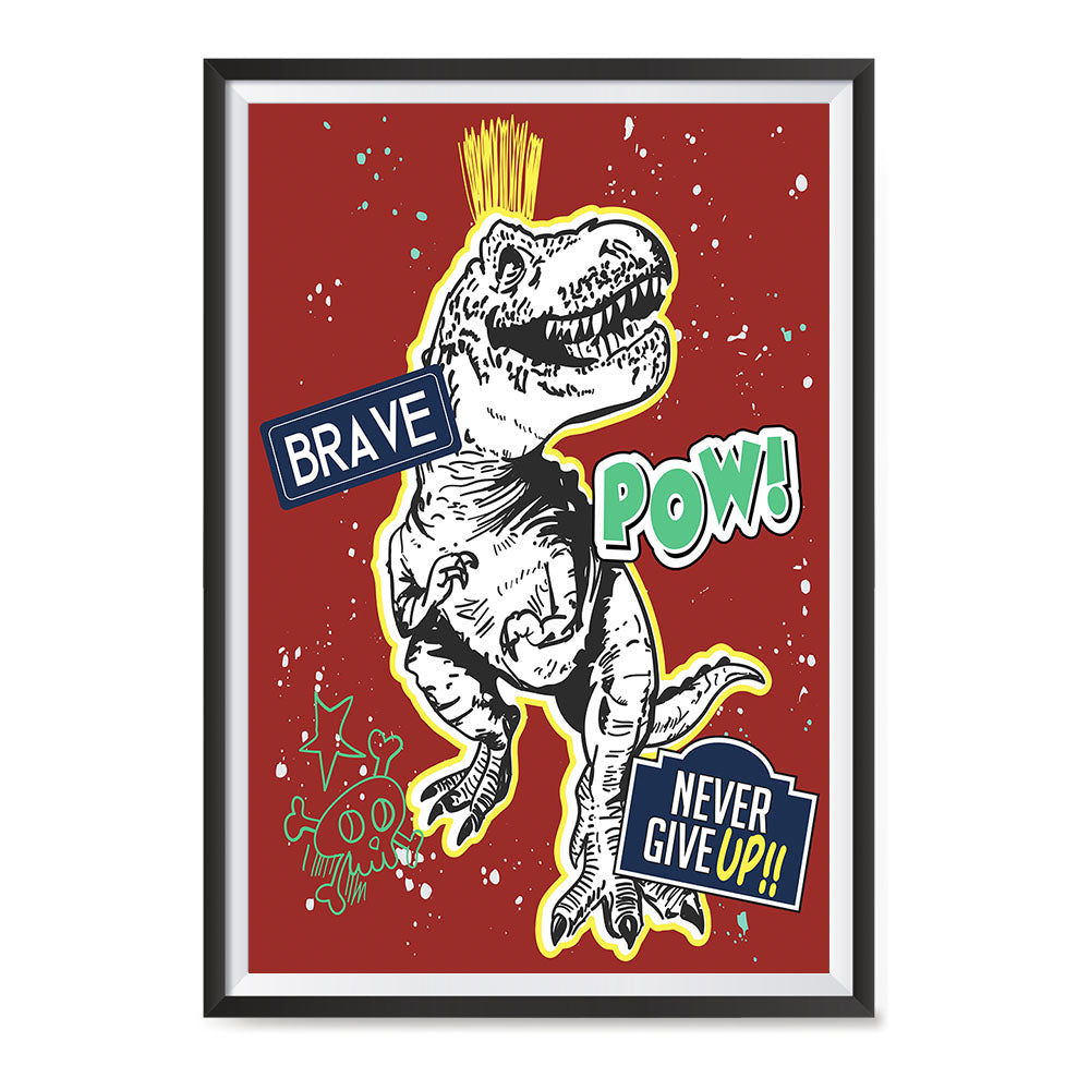 The Brave Racer T-Rex - Red, Dinosaurs Jurassic Games | EzPosterPrints.com