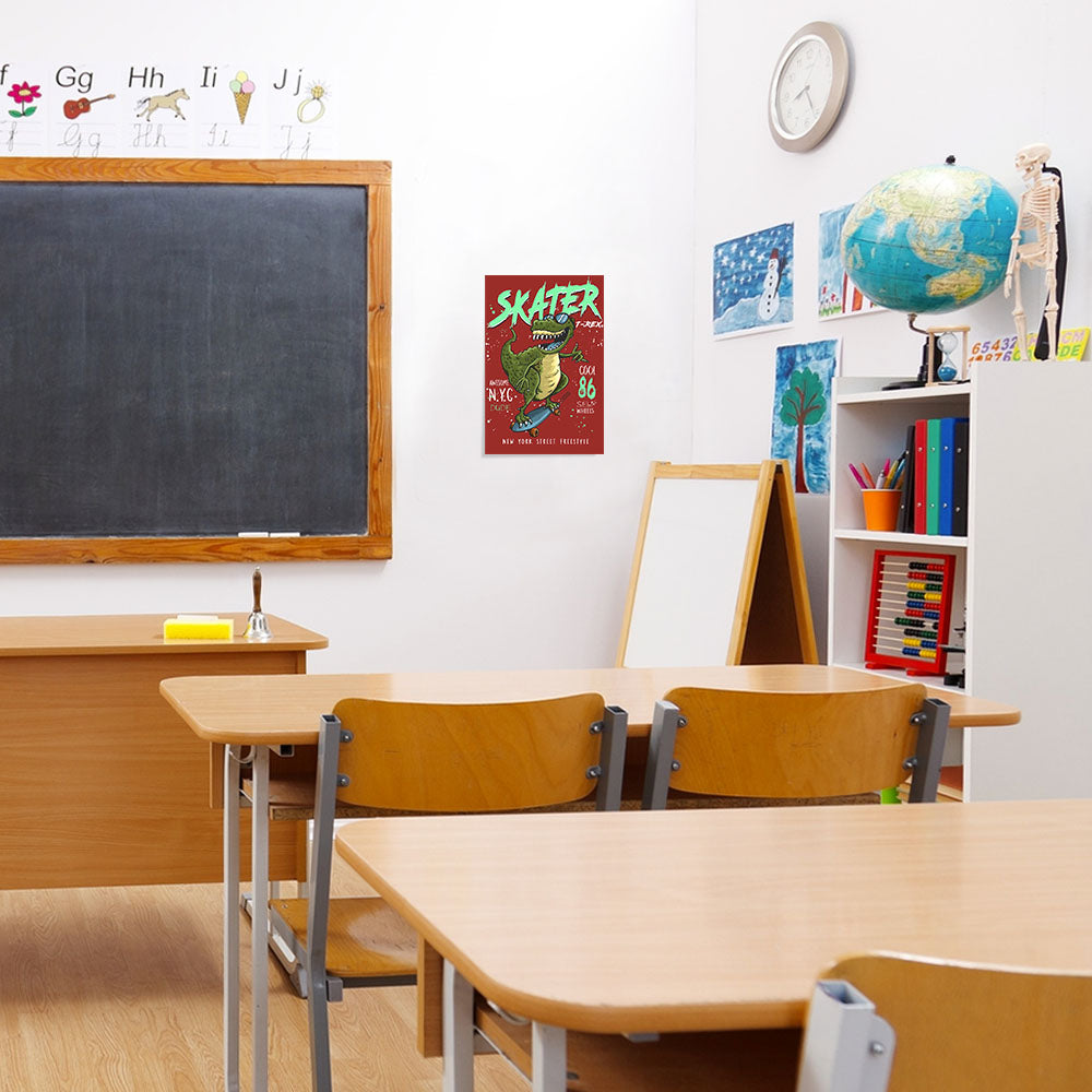 Cool 86 T-Rex Skater - Red, Dinosaurs Jurassic Games | EzPosterPrints.com