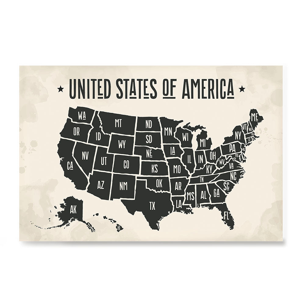 The United States of America States Map with Black Title, USA Maps with ...