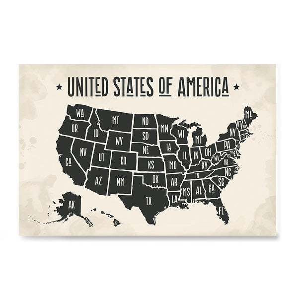 The United States of America States Map with Black Title, USA Maps with ...